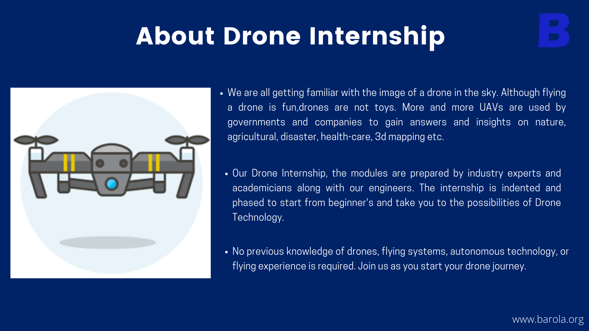 About Drone Internship_Barola | Barola Technologies Internship | Online ...
